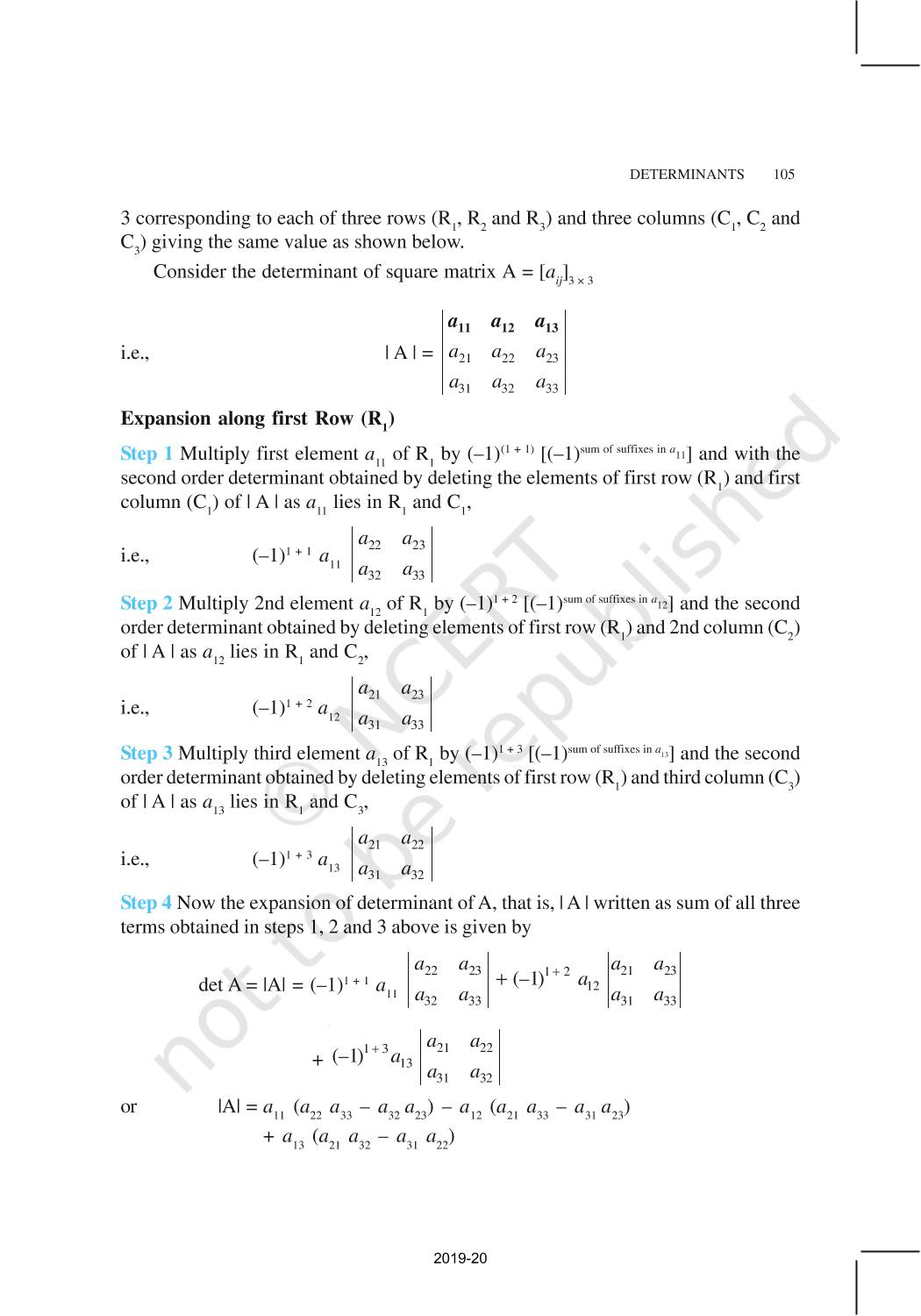 Determinants - NCERT Book of Class 12 Mathematics Part I